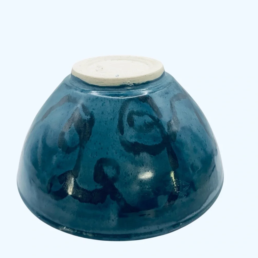 Handmade | Dining | Handmade Blue Ceramic Glazed Bowl Unique Pottery ...